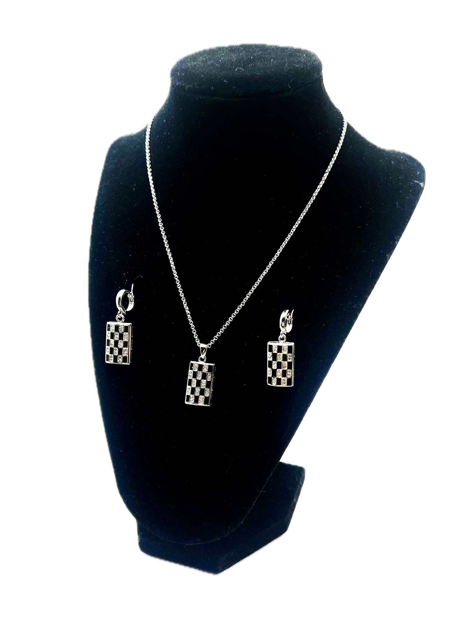 Комплект бижутерии: колье, серьги, фианит, эмаль