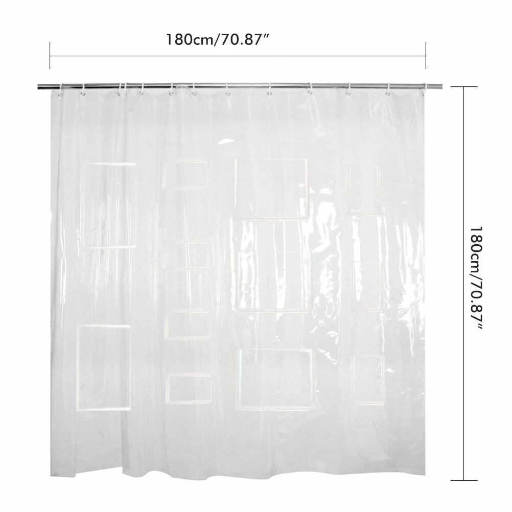 Водонепроницаемый душевой занавес для ванной комнаты из прозрачного материала PEVA, 180х180 см
