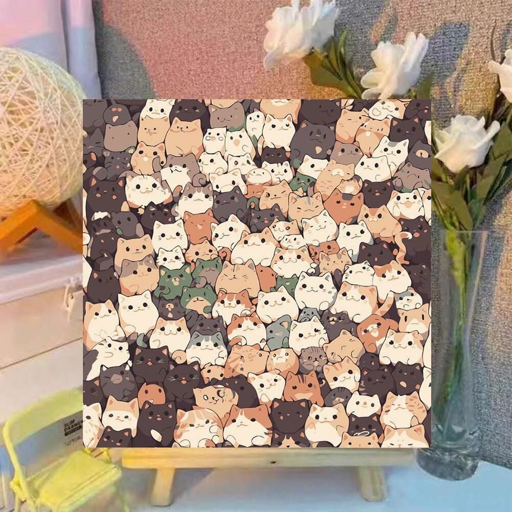 Картина по номерам с кошками и собаками, набор для раскрашивания масляными красками