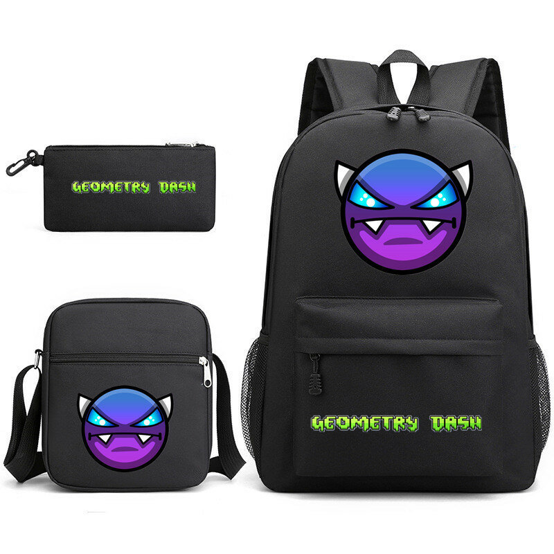 Geometry Dash Game Geometry Dash школьная сумка из трех предметов для мужчин и женщин, студенческий рюкзак для кампуса на первый семестр