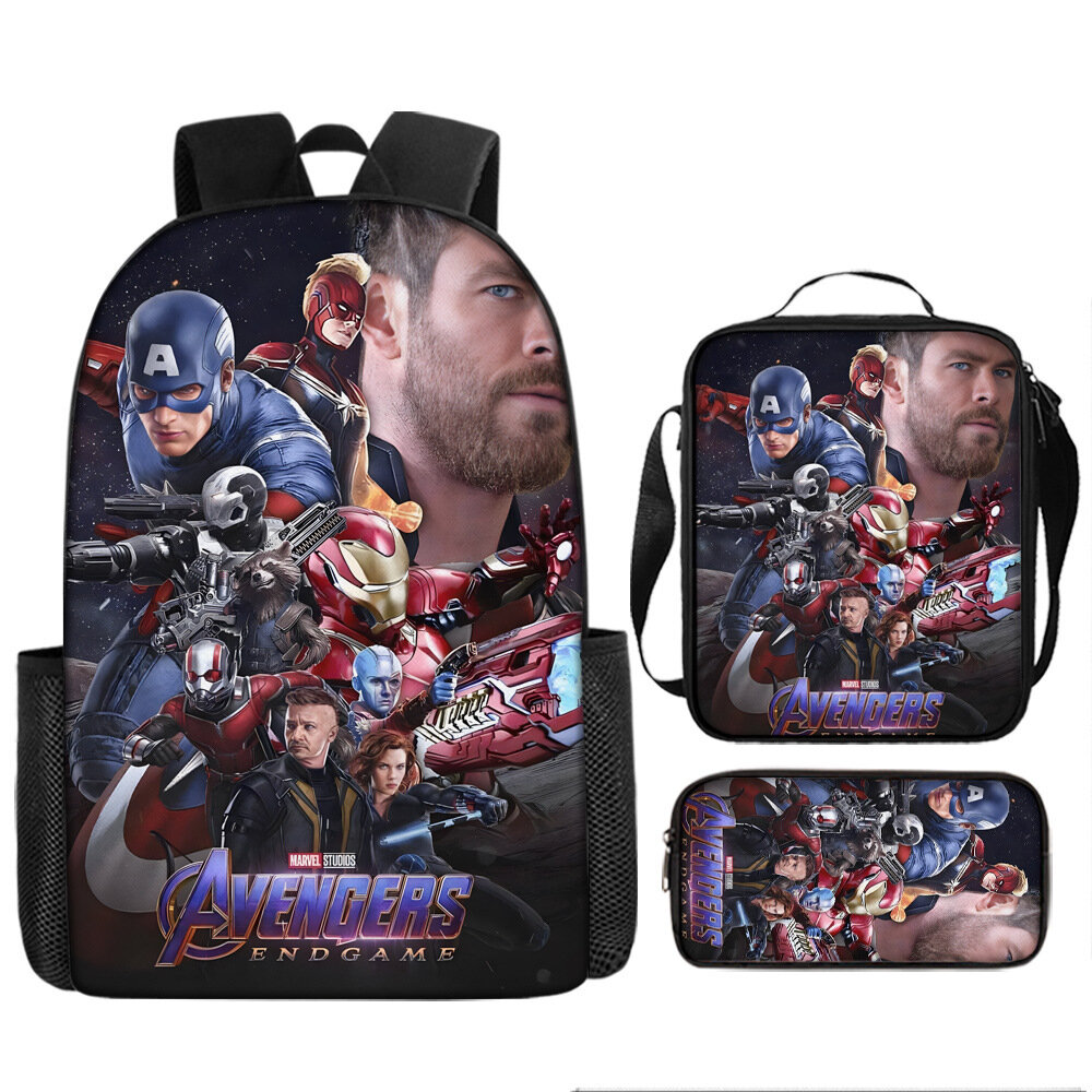 Трансграничный бестселлер: рюкзак «Мстители», набор школьных сумок из трех предметов для учащихся начальной и средней школы, рюкзак с цифровой 3D-раскраской