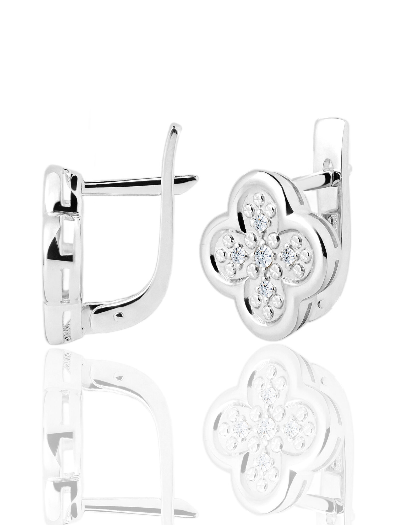 Серьги, белое золото, 585 проба, бриллиант