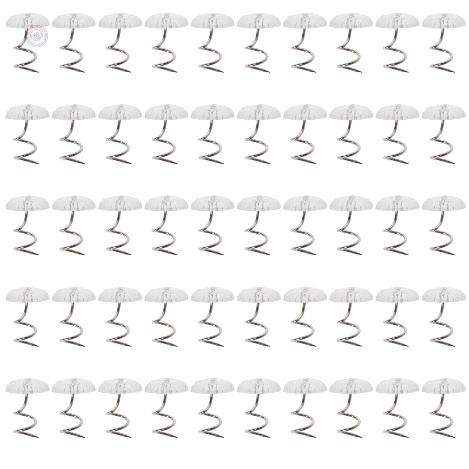 50 прозрачных закручивающихся булавок для обивки мебели, набор мебельной фурнитуры для крепления ткани, фиксатор простыни и чехлов, универсальные шпильки для творчества и ремонта