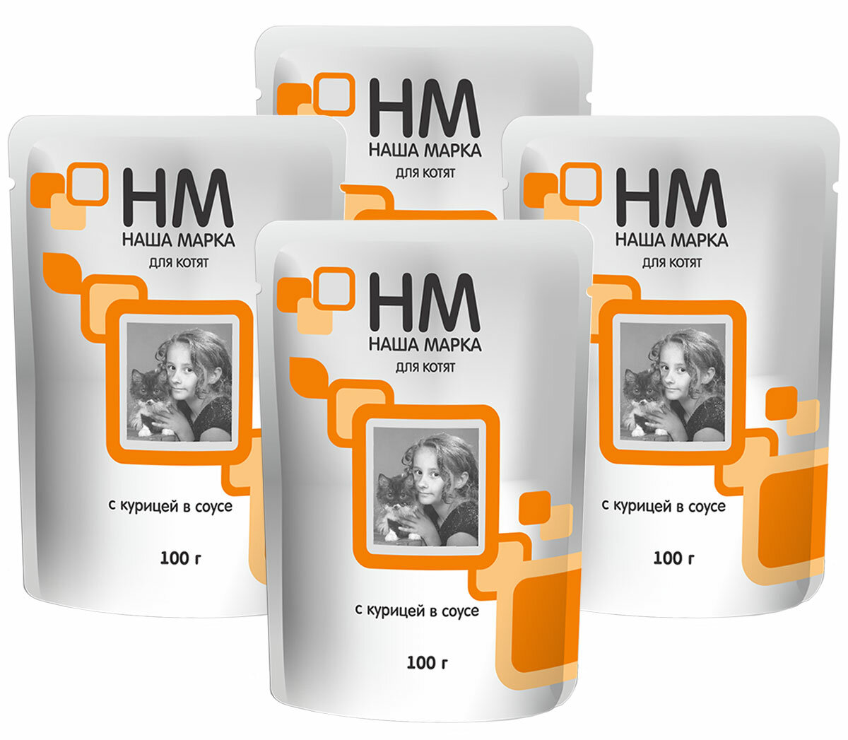 Влажный корм Наша Марка для котят, с курицей, 100 г х 4 шт