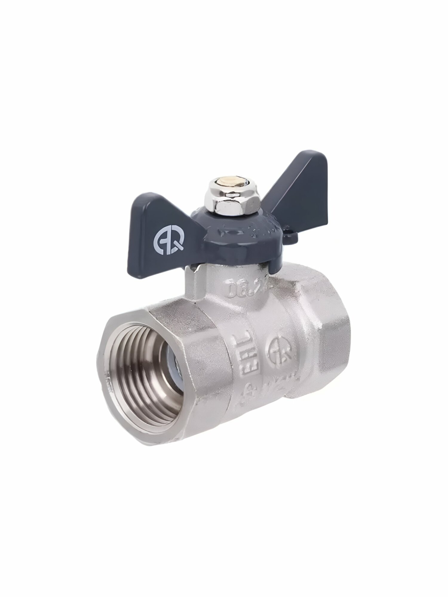 Кран для воды AquaLink 1/2' г-г латунный с ручкой-бабочкой, серебристый, надежная запорная арматура для водоснабжения