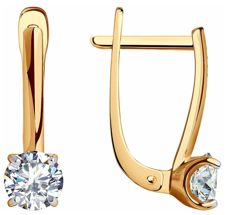 Серьги, красное золото, 585 проба, фианит