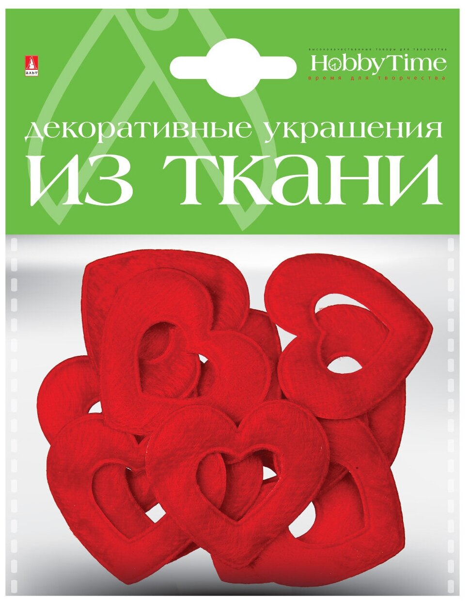 Декор из ткани, набор №5 "сердечки L" ( 4 вида ) , Арт. 2-159/01