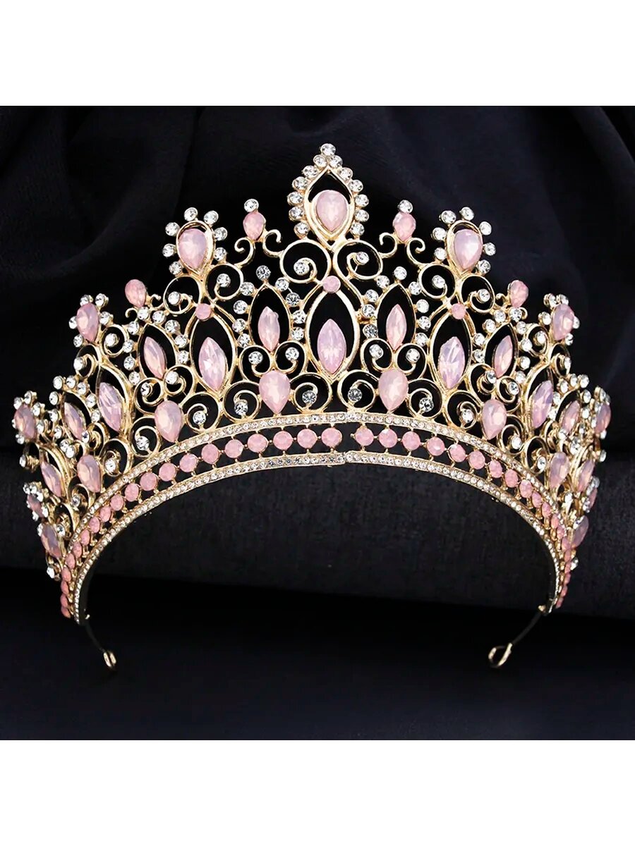 Розовая корона для волос Gold Opal Pink