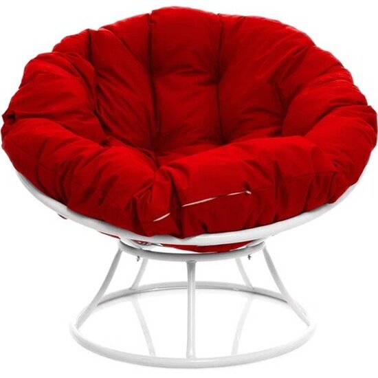 Садовое кресло M-group Папасан без ротанга белое + красная подушка