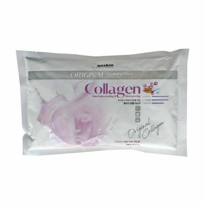 ANSKIN Альгинатная маска с коллагеном антивозрастная для кожи лица с явными признаками старения, сменная упаковка 240 г Modeling Mask Collagen Anti-Aging & Firming Refill