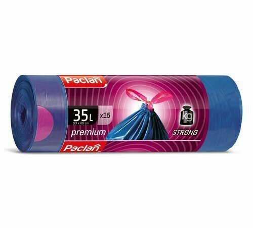 Набор из 3 штук Мешки для мусора с тесьмой Paclan Premium 35л, 15шт