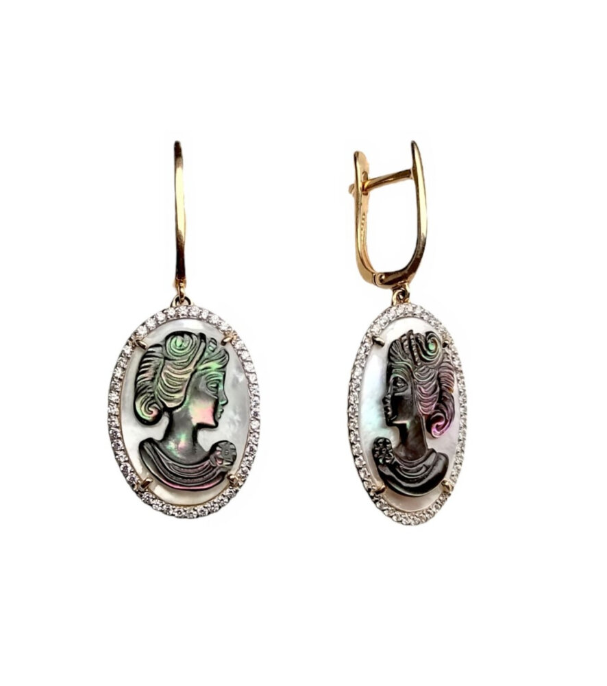 Серьги, золото, 585 проба, фианит
