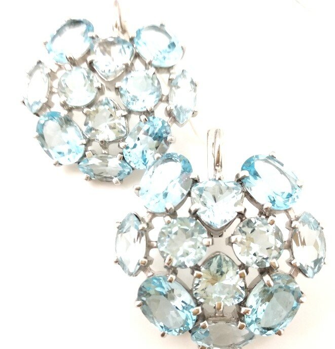 Серьги, серебро, 925 проба, топаз