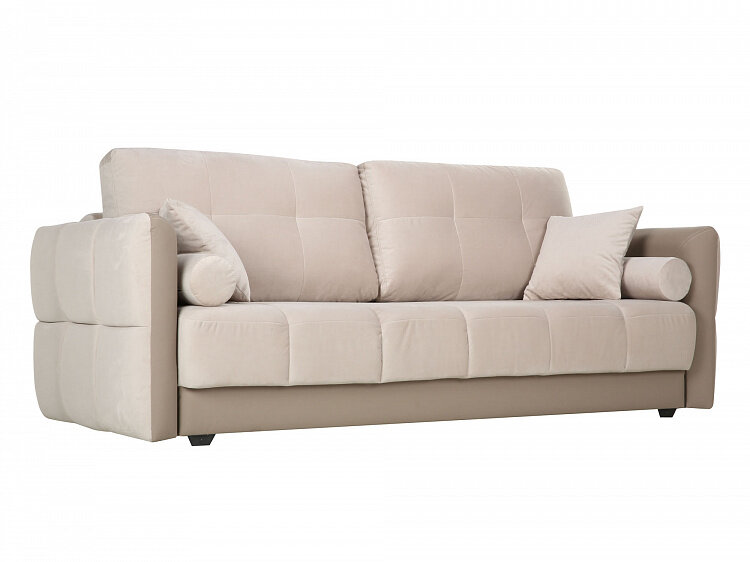 Прямой диван Морфей бежевый, пантограф (тик-так), 230х115х100 см, с ящиком для белья