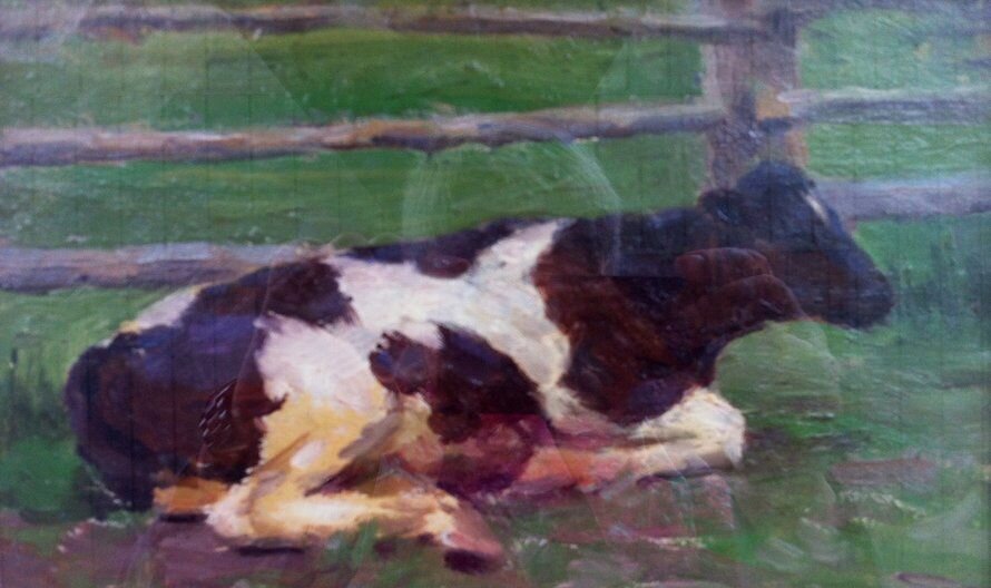 Картина "В деревне", 16х24 см, картон, масло, авторская работа