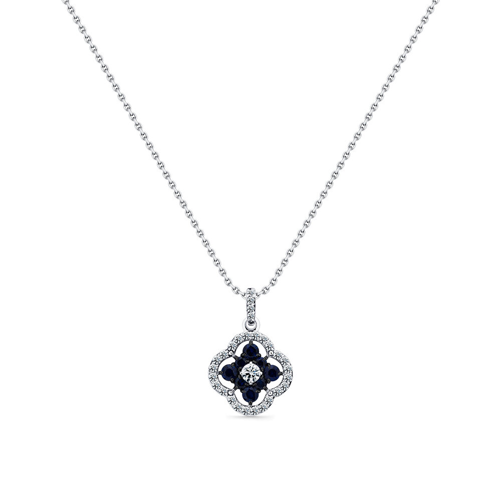 Колье, белое золото, 585 проба, сапфир, бриллиант