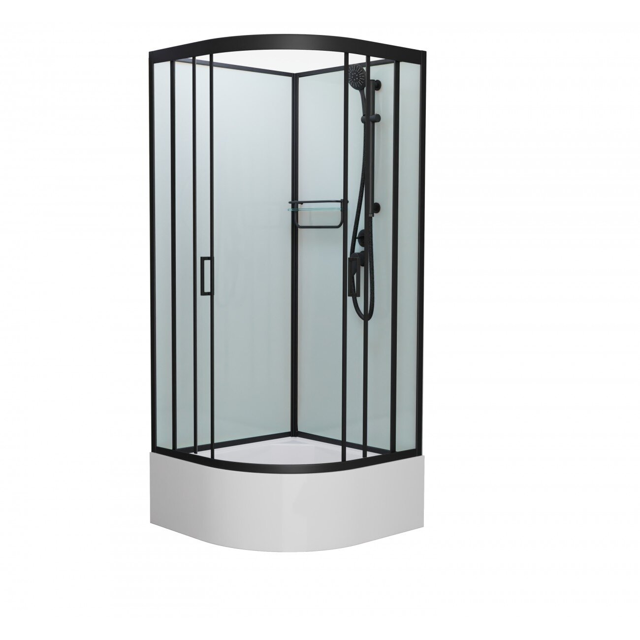Душевая кабина Frank F409/2 М Black б/к 90х90х215 профиль черный, стекло матовое 20071