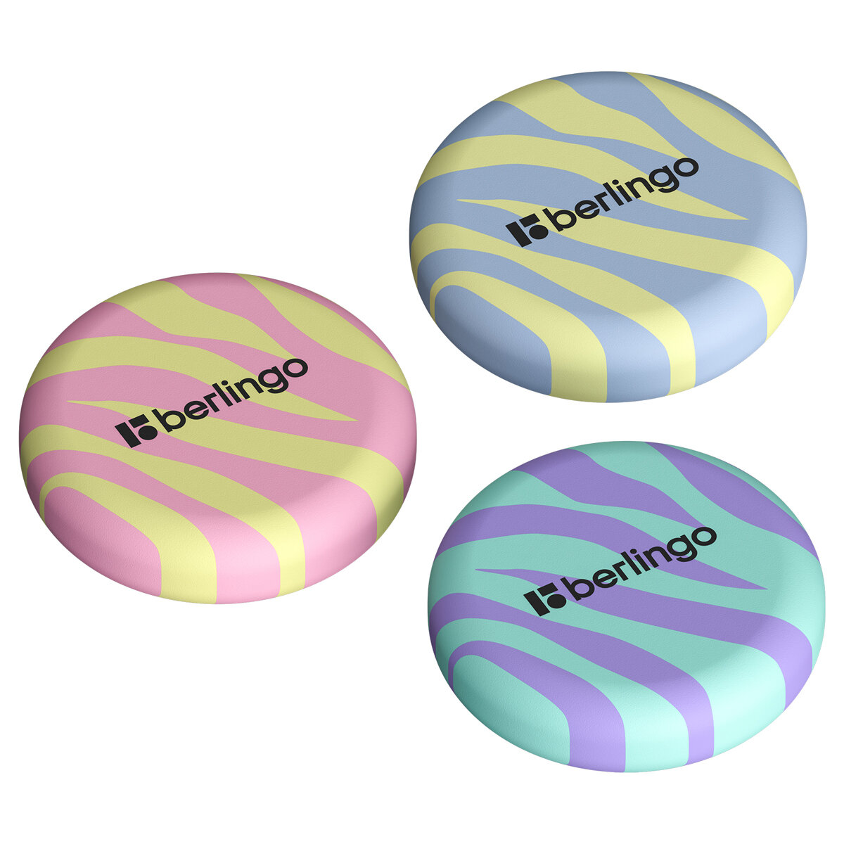 Комплект 36 шт, Ластик Berlingo "Zebra" круглый, термопластичная резина, 36*36*11мм