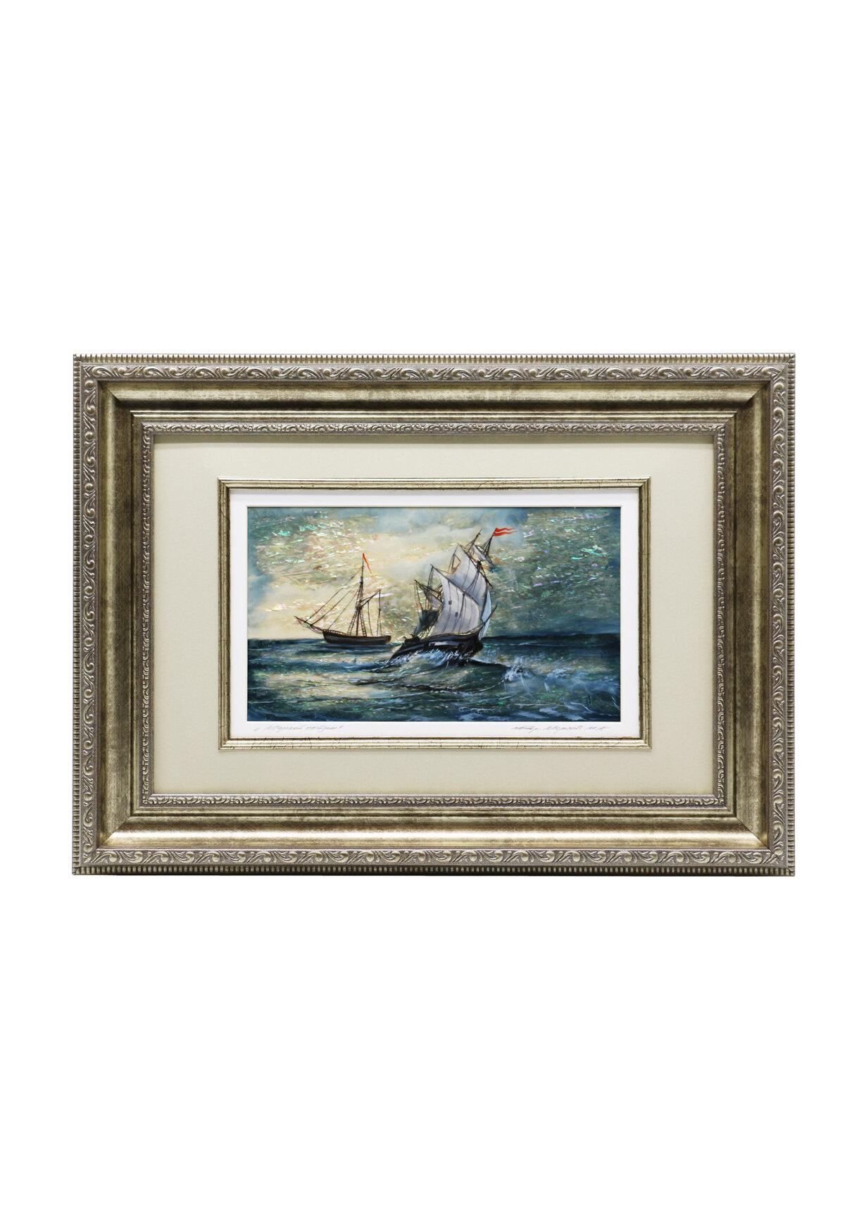 Картина перламутровая " Корабли ", авт. Морозов М. А. (27571)