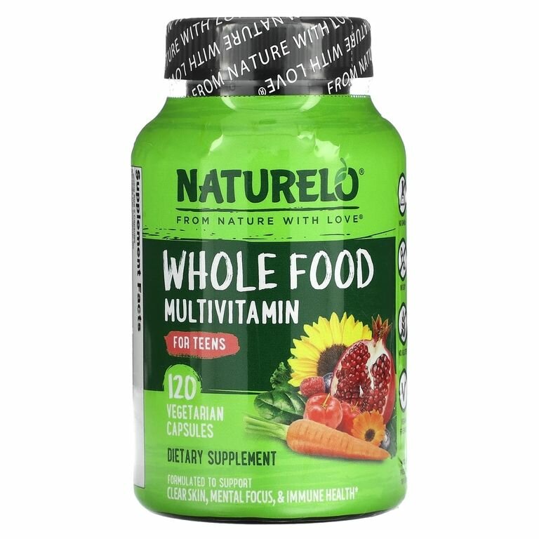 NATURELO, Мультивитамины для подростков, Whole Food Multivitamin for Teens, 120 капсул