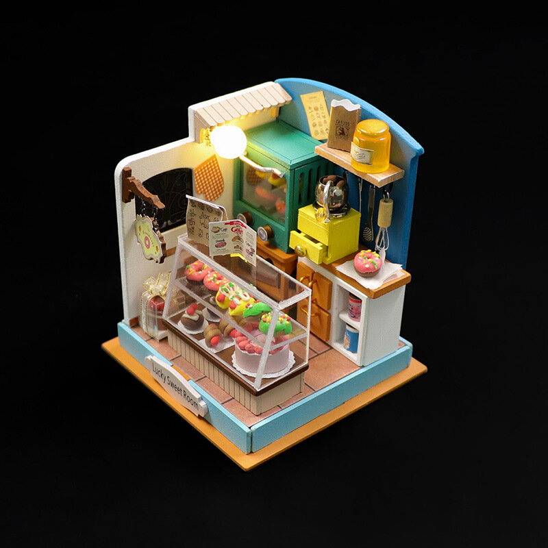 Адвент-календарь Hongda diy Hut Tujian, кофейная, деревянная, ручная работа, в сборе, мини-хижина