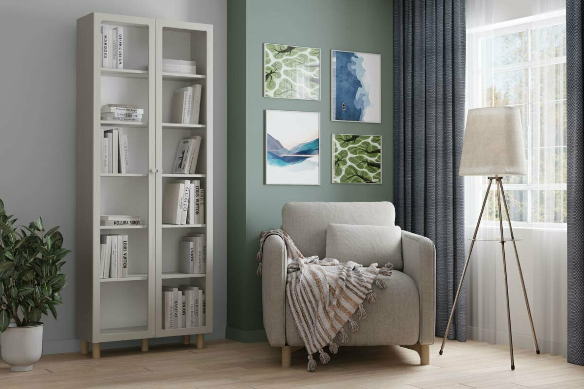 Библиотека Билли Айден-20 Сантьяго для документов для книг для обуви для одежды для посуды двухдверный 80*209*30