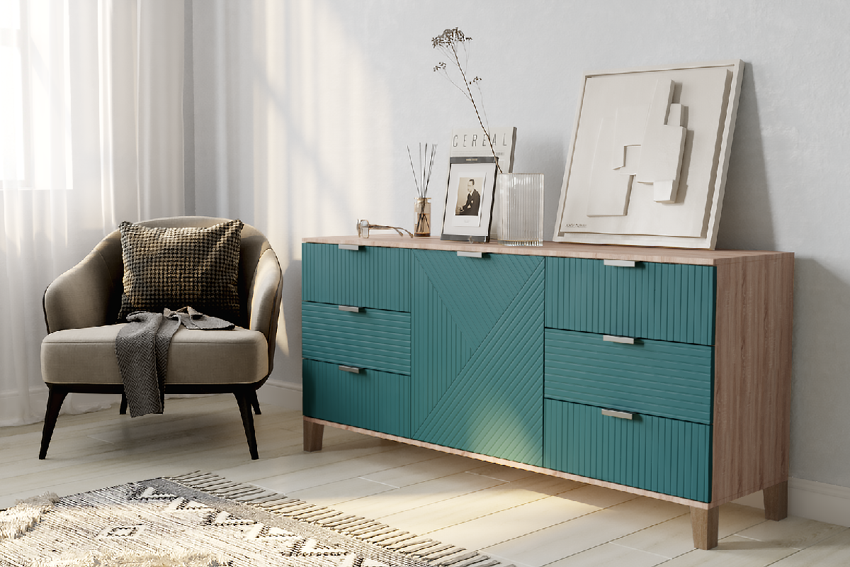 Комод Марвин Йорк 33 Аквамарин для документов для книг для обуви для одежды для посуды однодверный 150*70*40