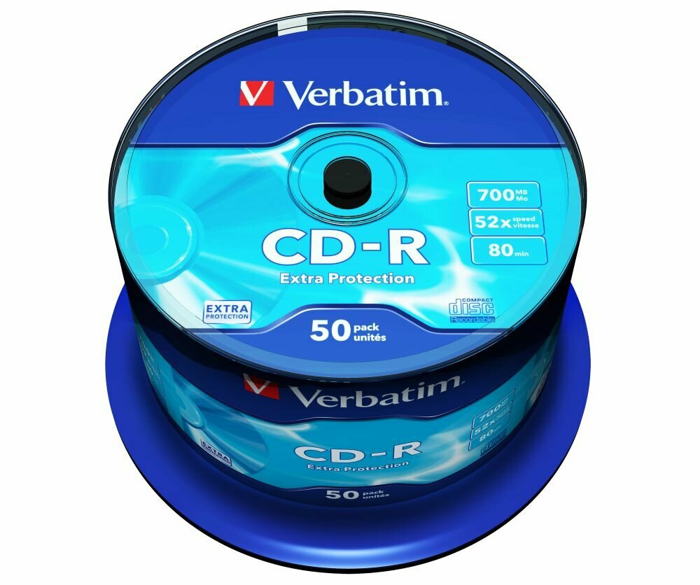 Оптические диски Verbatim CD-R 700 МБ 52X с покрытием Extra Protection 50 шт. на шпинделе