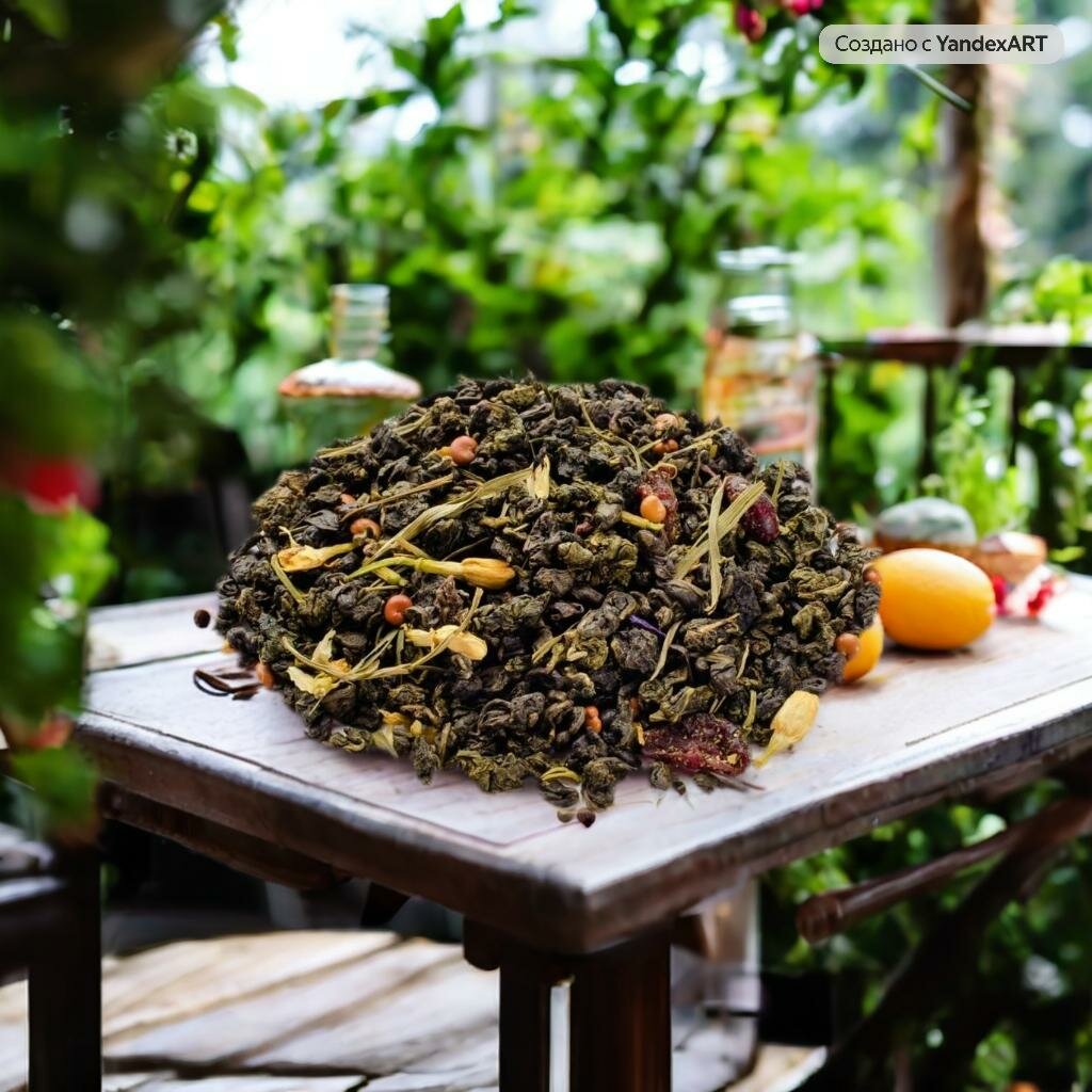 Уссурийский Тигр (25 гр) Купаж чая Улун и Ганпаудер с клюквой, цветами жасмина, листьями бамбука и семенами лимонника