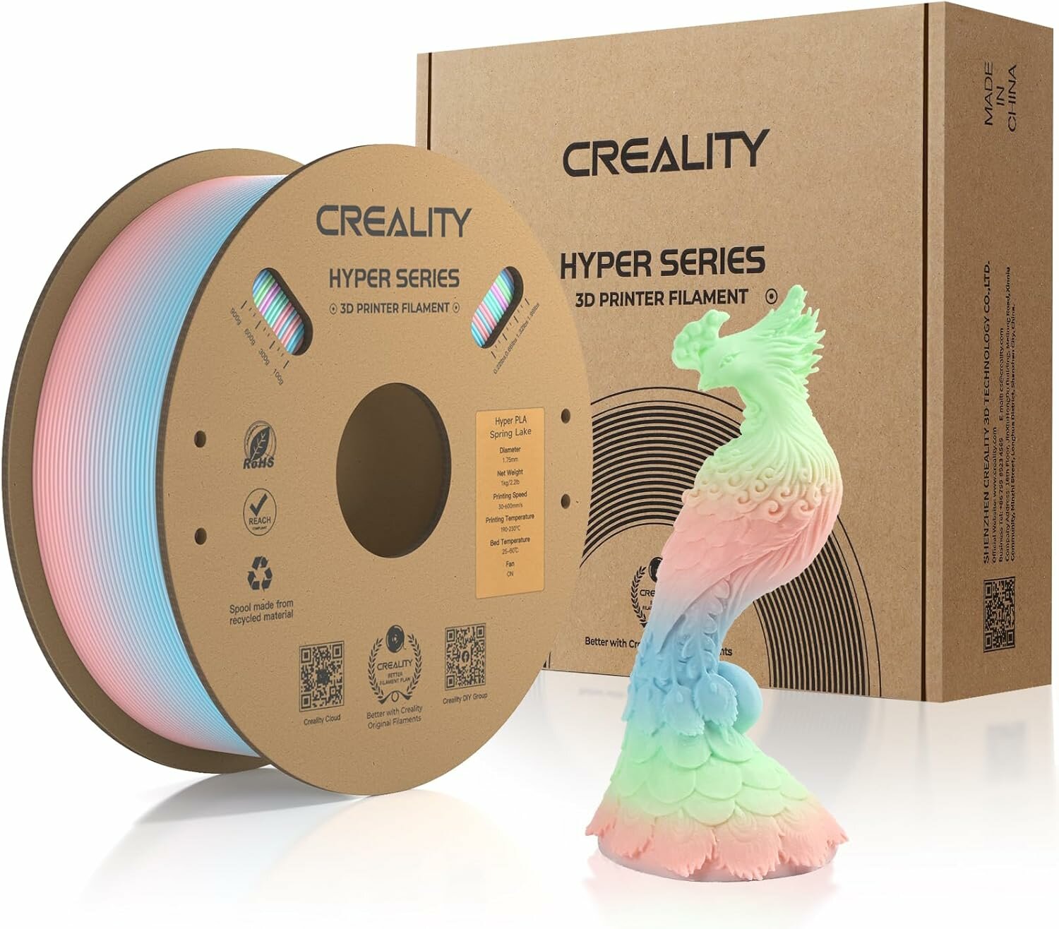 Филамент Creality Hyper Series PLA 3D Printing 1kg Радужный голубой