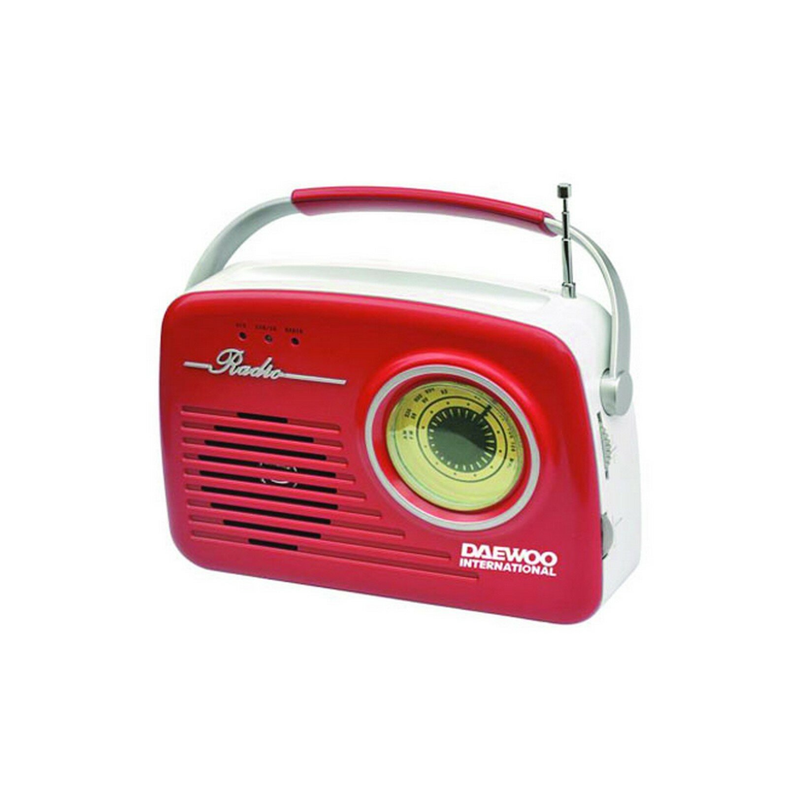 Радиоприемник ретро Daewoo DRP-130R (USB+SD) цвет красный, с ручкой