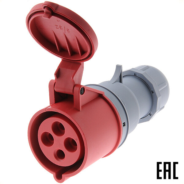 Розетка кабельная РП-103 26133DEK 32А 380В 3P+PE IP44 CEE224-6 DEKraft