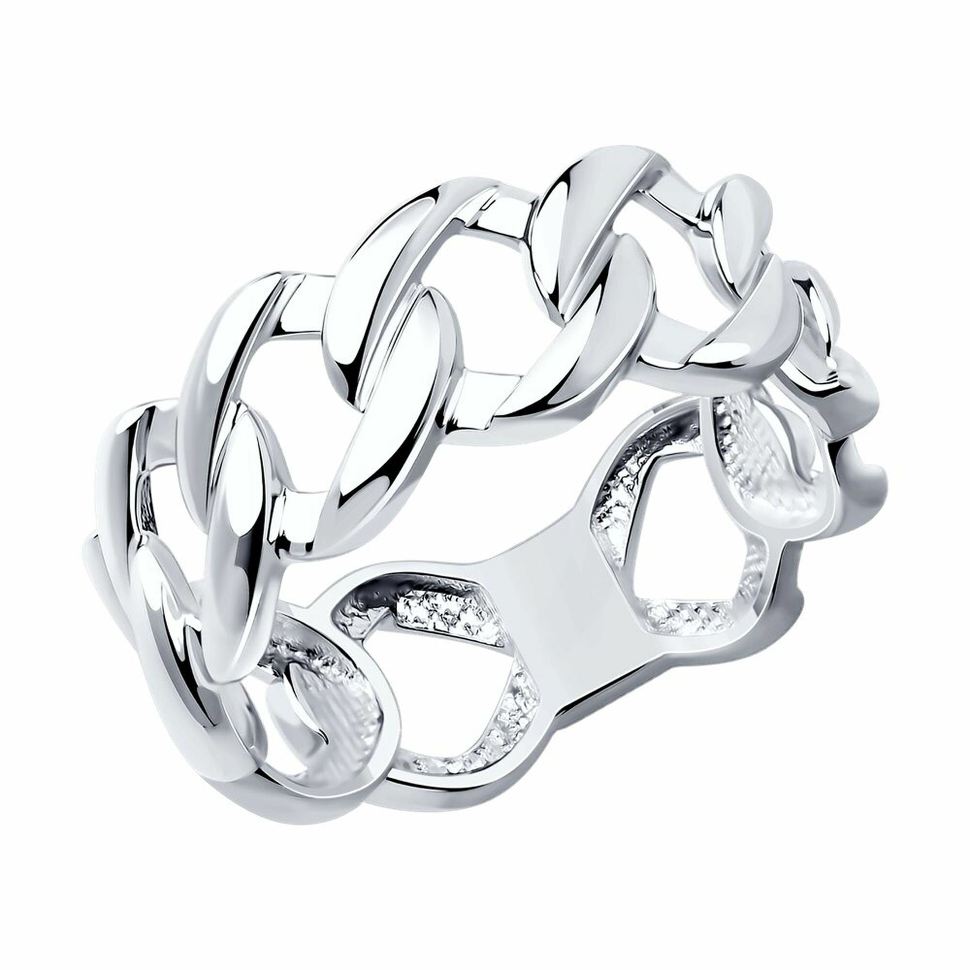 Кольцо широкое, серебро, 925 проба, родирование