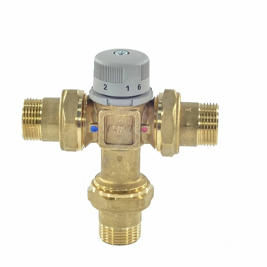 Клапан смесительный термостатический седельный латунь Ду 25 Ру10 1" НР Kvs 3м3/ч Tн 30-60C Tmax 85С Icma 90148AF05