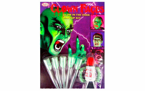 Когти и зубы с кровью (зубы вампира, когти, кровь) GLOWN FACES, белый, зеленый пластик, 15*10 см