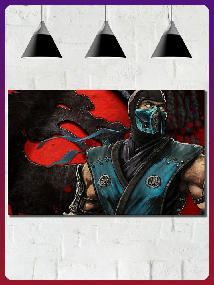Картина интерьерная на рельефной доске игры Мортал комбат (Mortal Kombat, PS, Xbox, PC, Switch) - 6241218