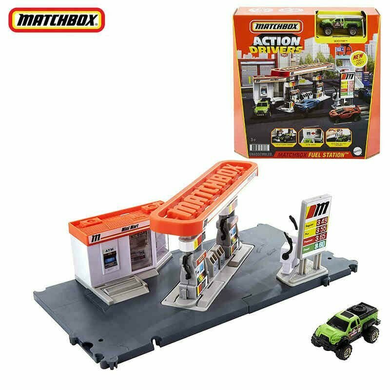 Машинка Matchbox Action Drivers Matchbox Fuel Station Playset For Kids , 1:64 Scale Vehicle