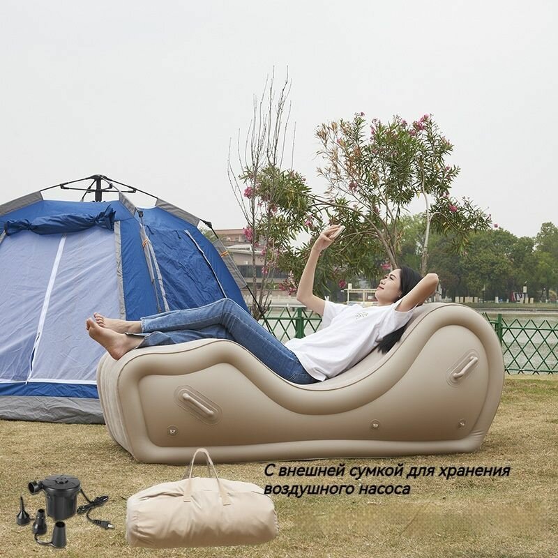 TMD, OKD732, Надувной диван-кресло, самонадувающийся реклинатор с внешним насосом и сумкой для хранения, желтый