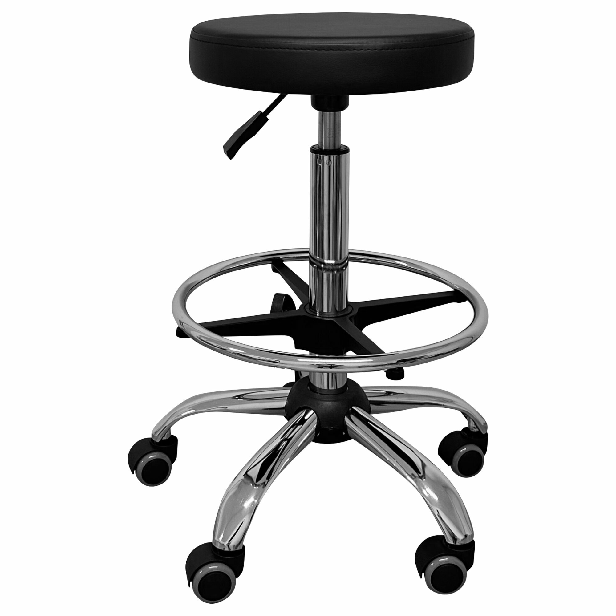 Стул высокий на металлическом основании с опорой для ног