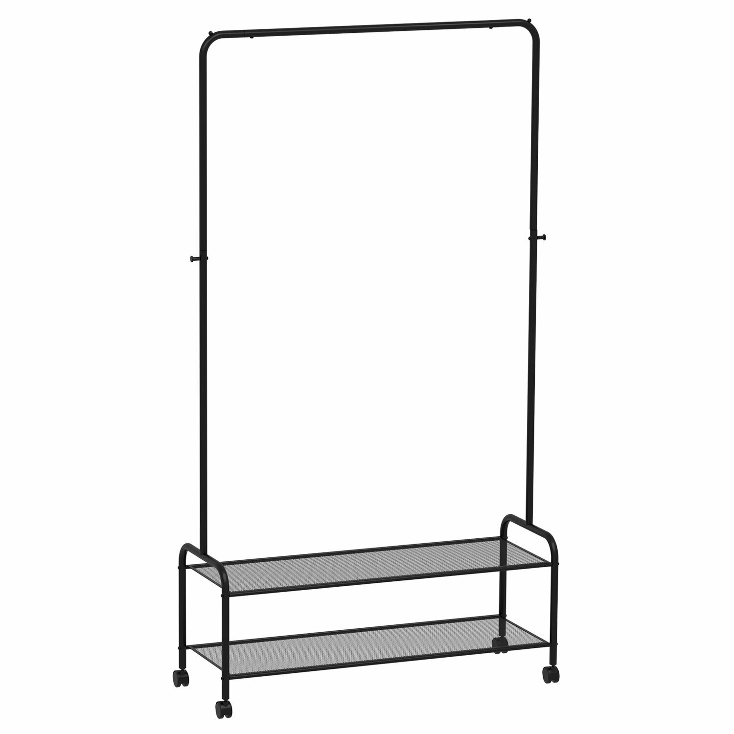 Вешалка для плечиков ZMI "Валенсия-32М", 1620х915х300 мм, 2 полки, передвижная, металл, черная (ВГВ32М Ч)