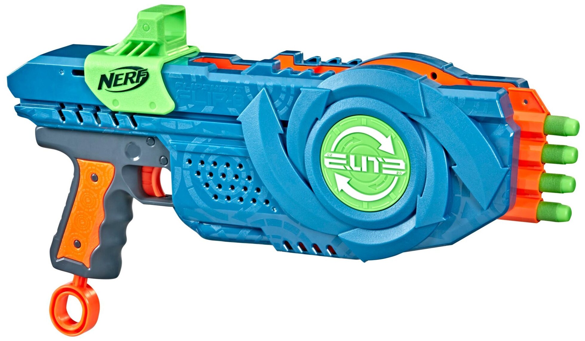 Бластер Nerf Elite 2.0 Flipshots Flip-8, 45.5 см, голубой/оранжевый