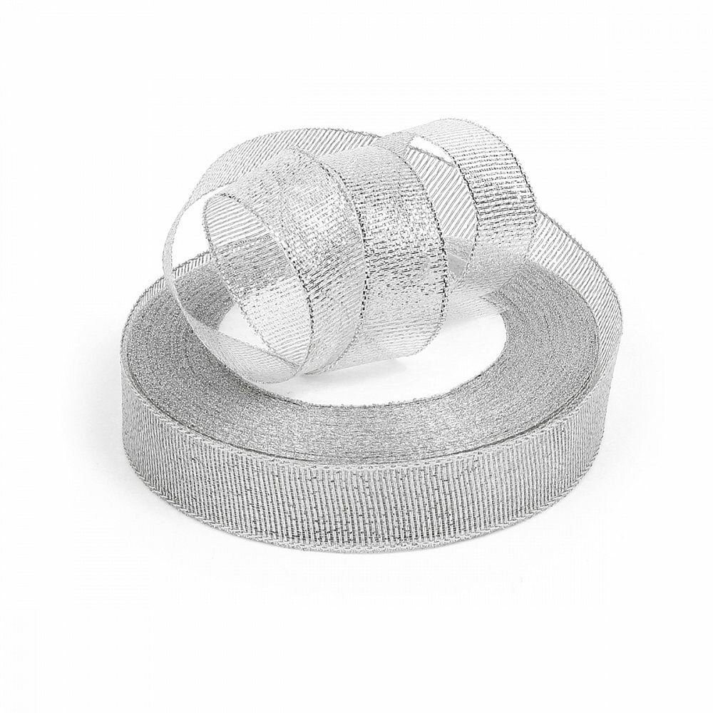 Парчовая лента Magic 4 Hobby серебристая, 20 мм, в индивидуальной упаковке, ролик 22,85+-1 м
