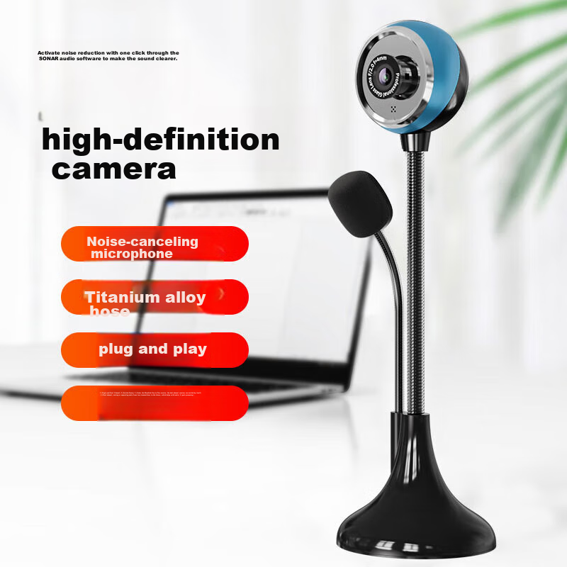 SADA Online Course Computer Microphone Camera HD with Microphone, Desktop Laptop USB Webcam, Vertical Suction Cup, Plug-And External Home All-In Machine
