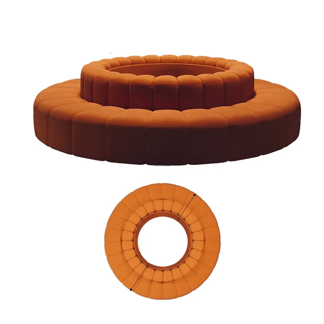 Круглый диван для зоны посетителей в стиле Bla Sofa (цвет оранжевый 300*65 см)