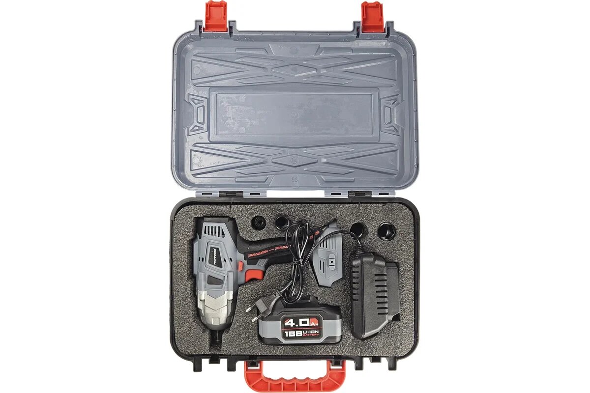 Profipower Аккумуляторный гайковерт бесщеточный ударный DWDTW-18V (Li-ion-1шт, 4.0Ач, 600Нм, З/У, кейс) E0105