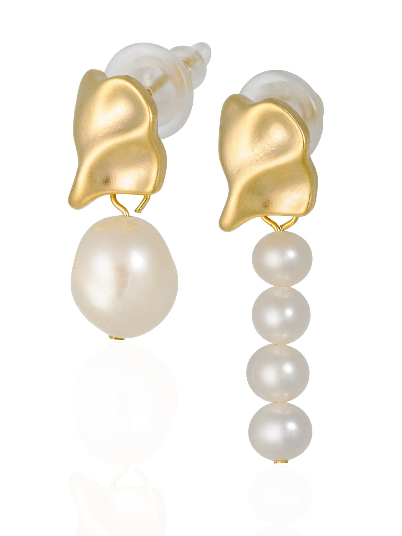 Серьги непарные, жемчуг барочный