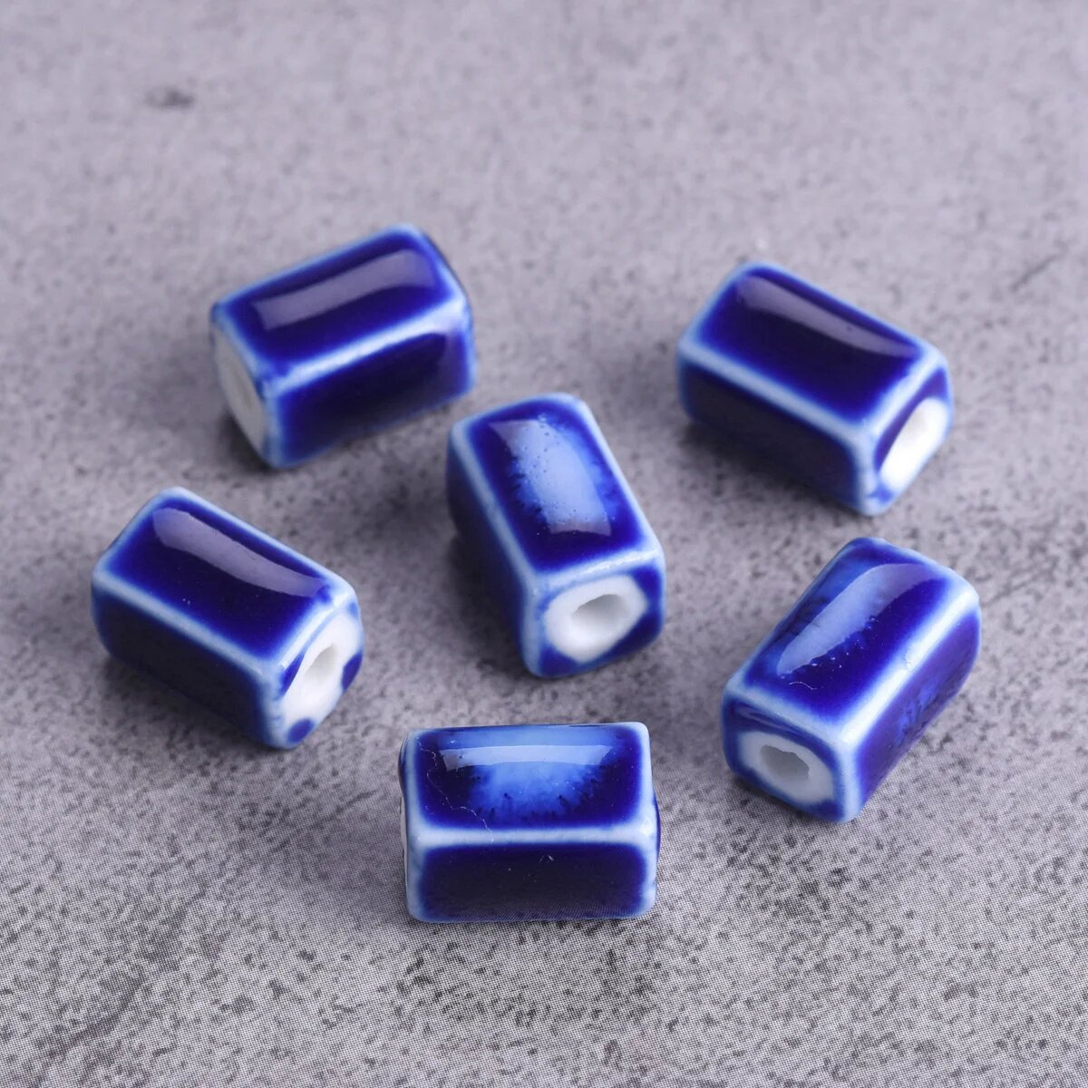 Керамические бусины-кубики 12x8 мм, набор из 10 штук 13 Deep Blue