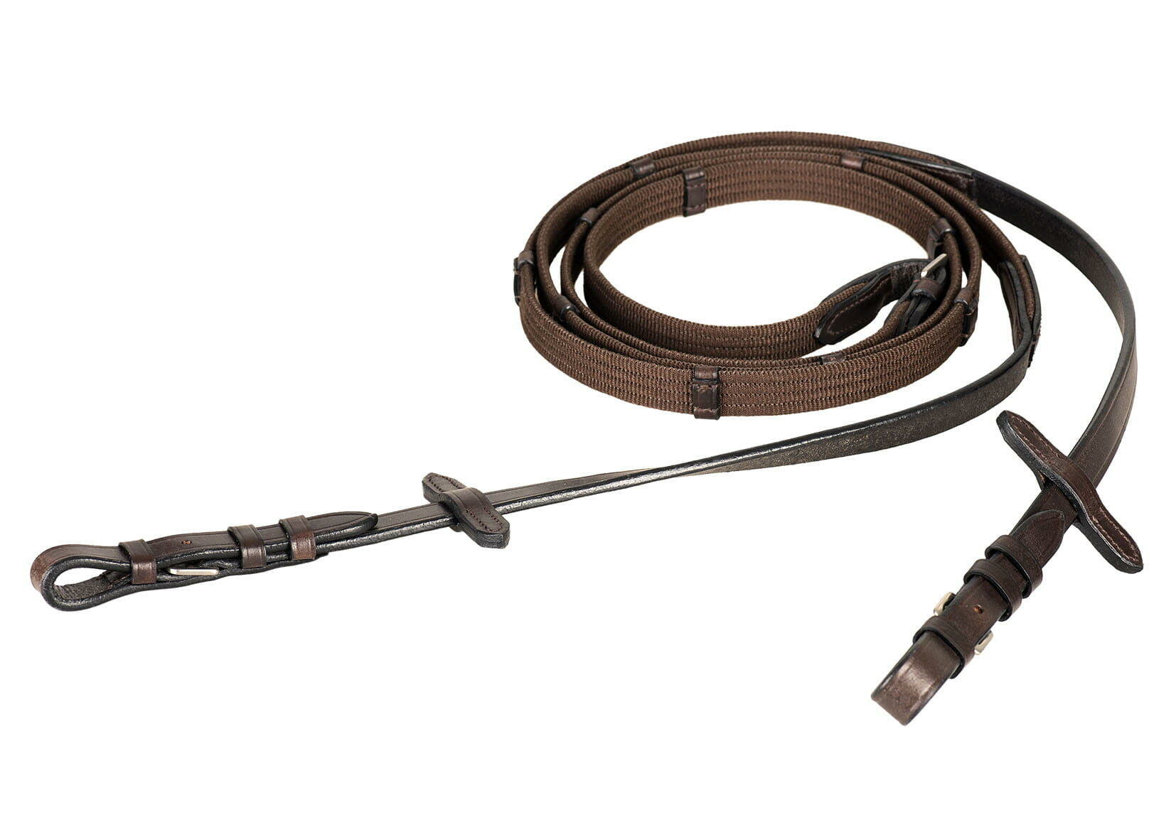 Поводья Decathlon START FS, парчовые, со стопорами, коричневые