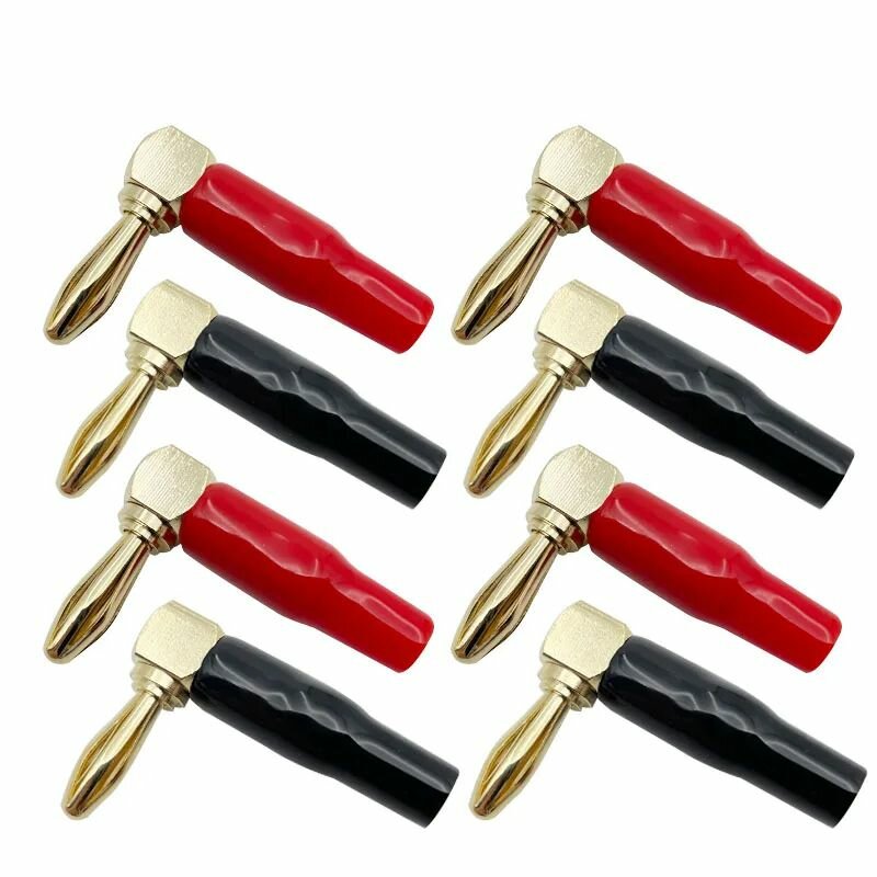 8 шт. Красный Черный Г-образный 4 мм разъем типа «банан», прямоугольный 90-градусный разъем типа «банан», разъемы для аудиокабеля и провода динамика