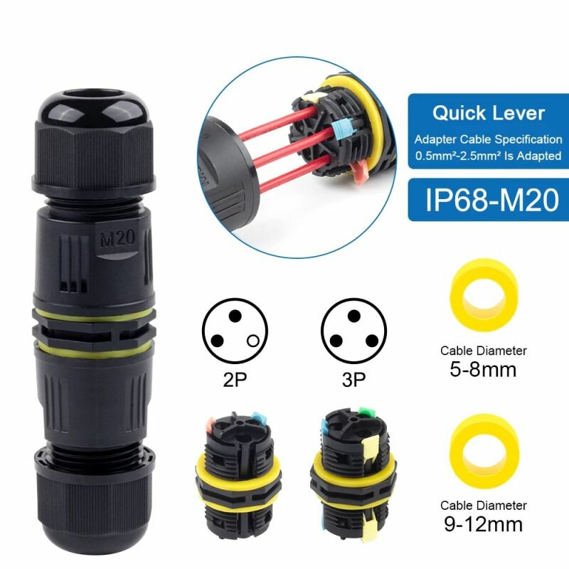 IP68 M20 водонепроницаемый наружный с рычагом быстрой вставки соединитель провода клемма для электрического освещения распределительная коробка